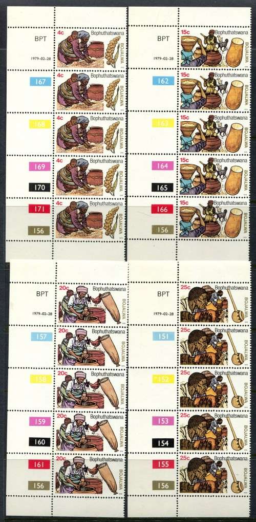 Bophuthatswana - Bophuthatswana - Set of 4 Control Strips of 5 - 1979 - MNH for sale in ...